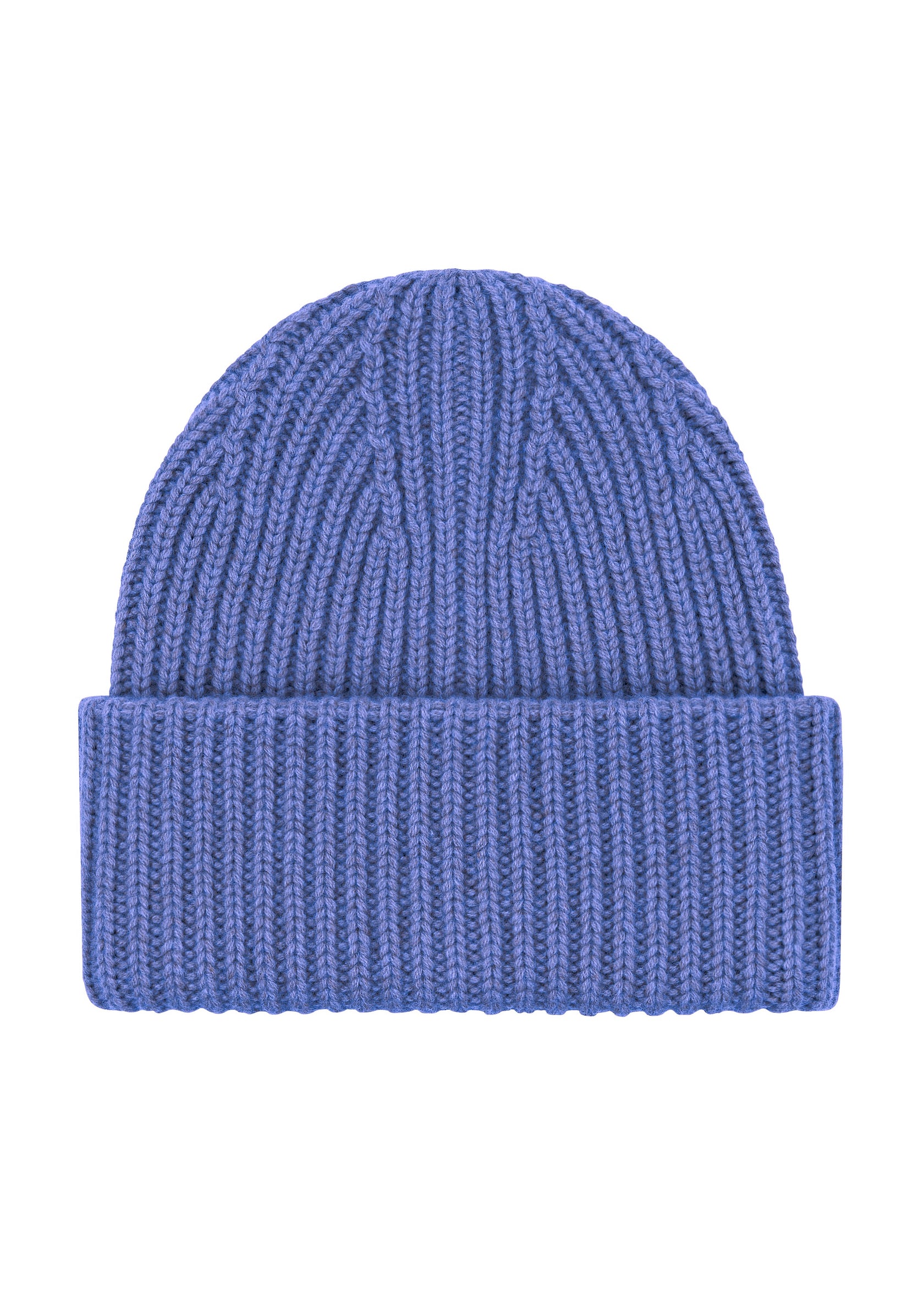 Hat Cashmere H155 BLU - Thick Rib Beanie Blue – AMATO